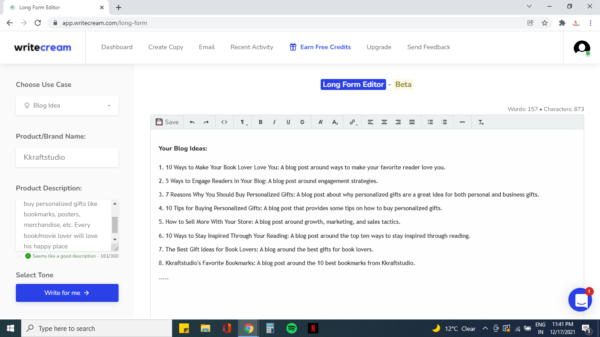 How To Generate An Article Using Writecream » Writecream