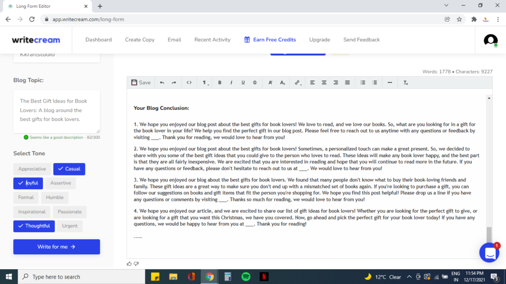 How To Generate An Article Using Writecream » Writecream