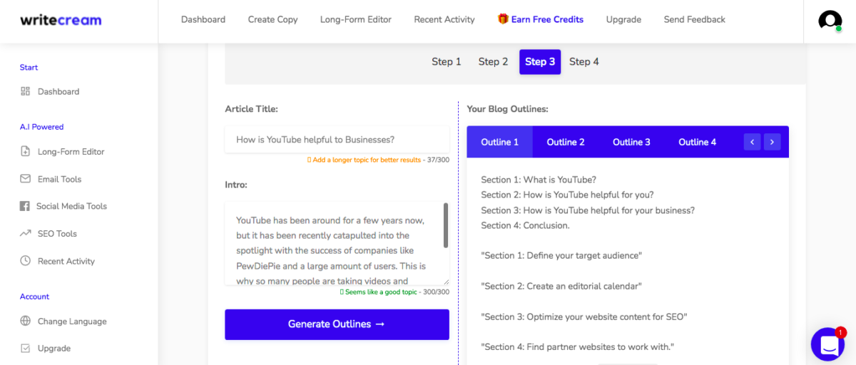 Writecream's Article Writer Tool: Tutorial » Writecream