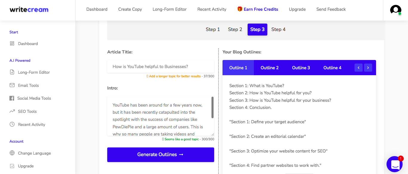 Writecream's Article Writer Tool: Tutorial » Writecream