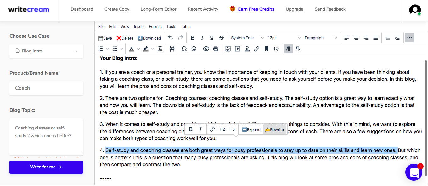Writecream's Long-Form Editor V2: New UI, Expand, Rewrite, Plagiarism Checker & more » Writecream
