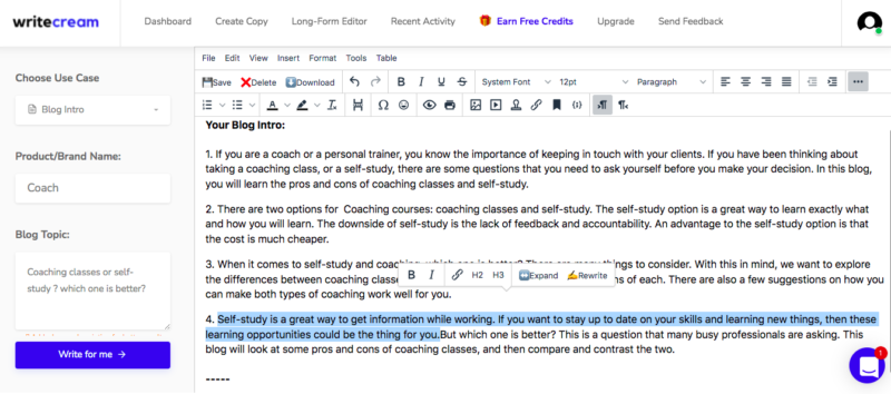 Writecream's Long-Form Editor V2: New UI, Expand, Rewrite, Plagiarism ...