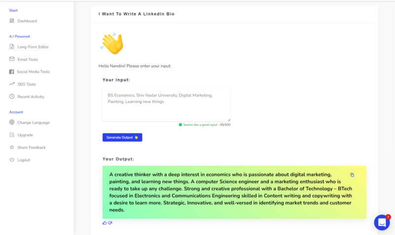 Free Personal Brand Statement Generator - Writecream