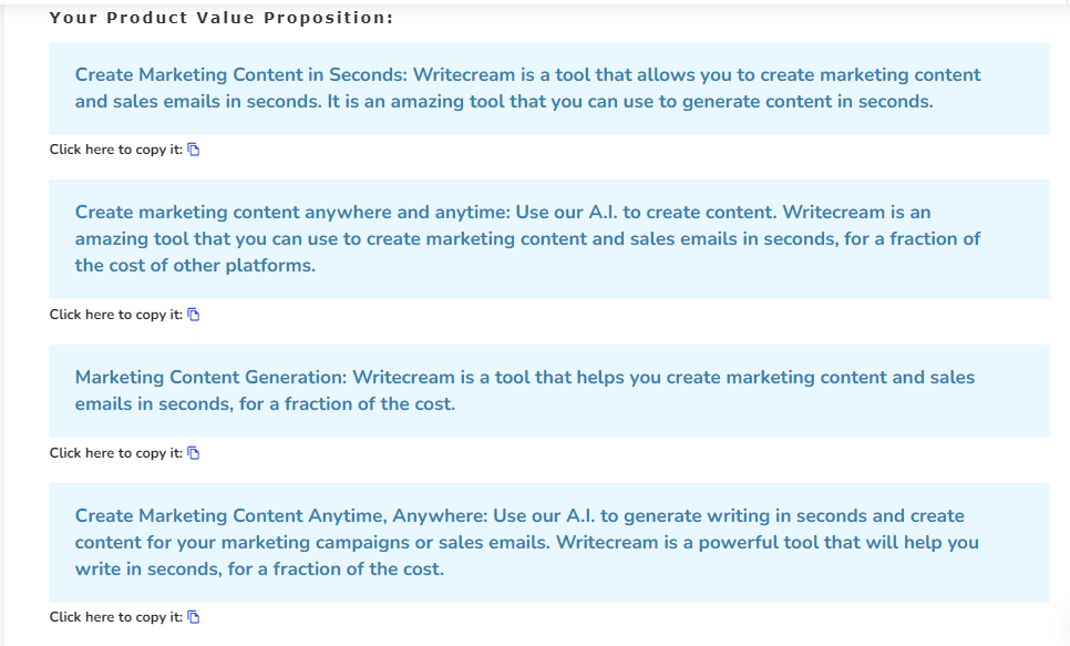 Free Value Proposition Generator - Writecream