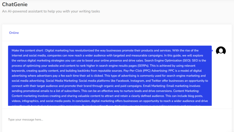 Free Content Shortener - Writecream